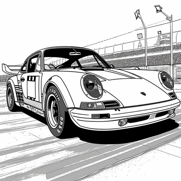 "Auto auf der Rennstrecke" Ausmalbild - kostenlos herunterladen