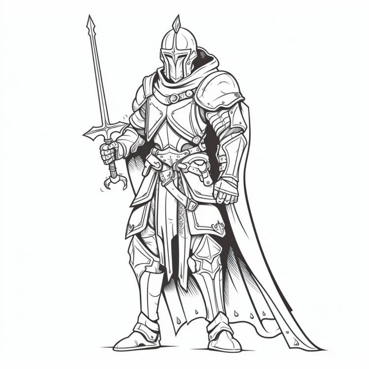 "Mittelalterlicher Ritter" Ausmalbild - kostenlos herunterladen