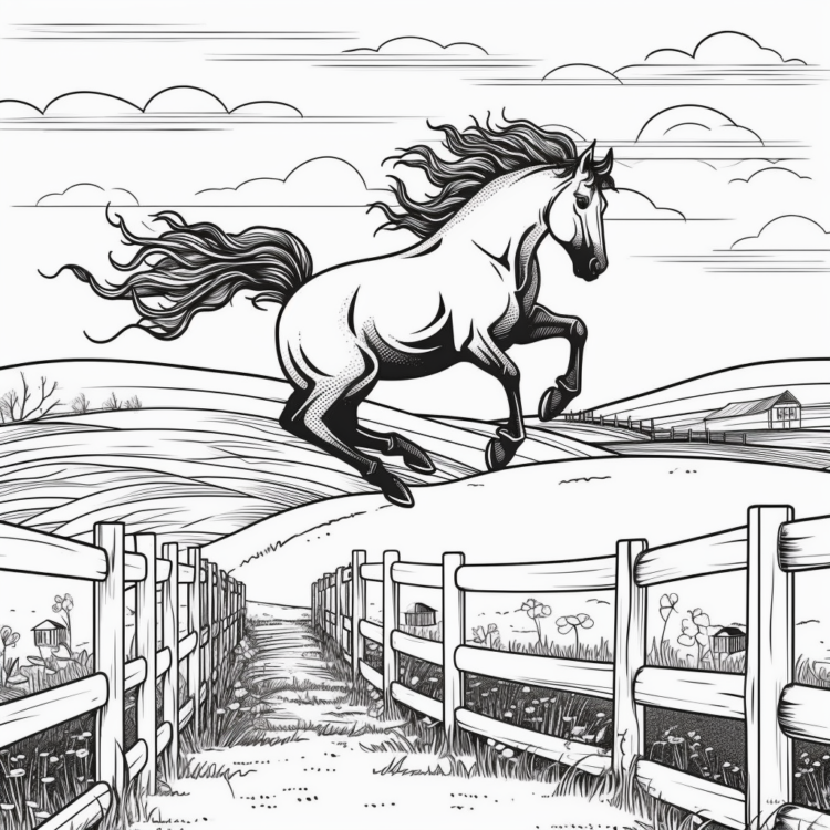 "Springendes Pferd" Ausmalbild - kostenlos herunterladen