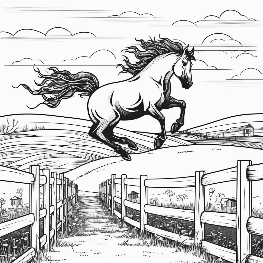 "Springendes Pferd" Ausmalbild - kostenlos herunterladen