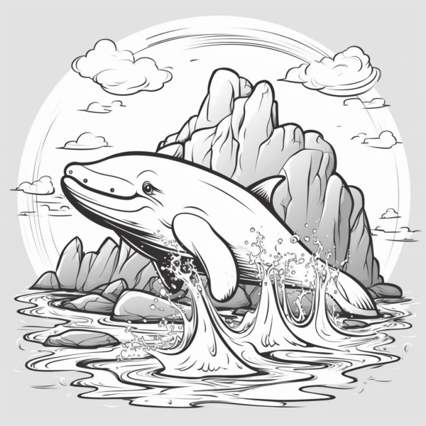 "Wal und ein Felsen" Ausmalbild - kostenlos herunterladen