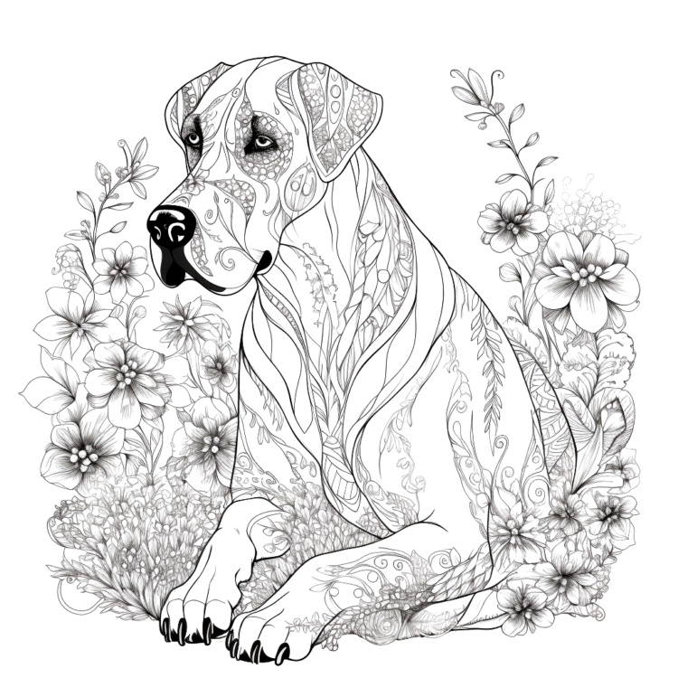 "Deutsche Dogge Hund" Ausmalbild - kostenlos herunterladen