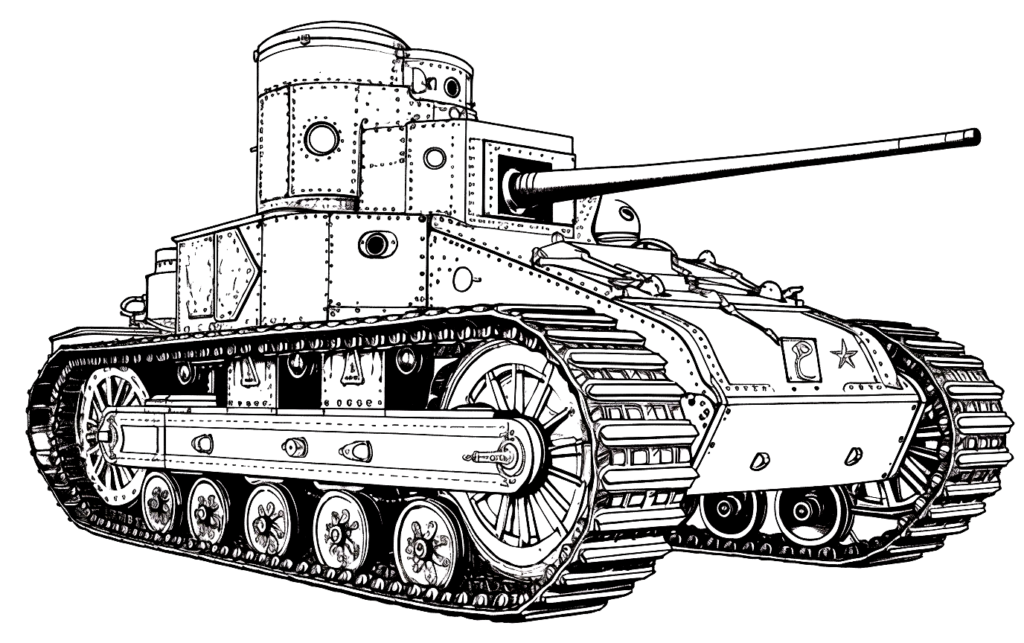 "Panzer für den Krieg" Ausmalbild - kostenlos herunterladen