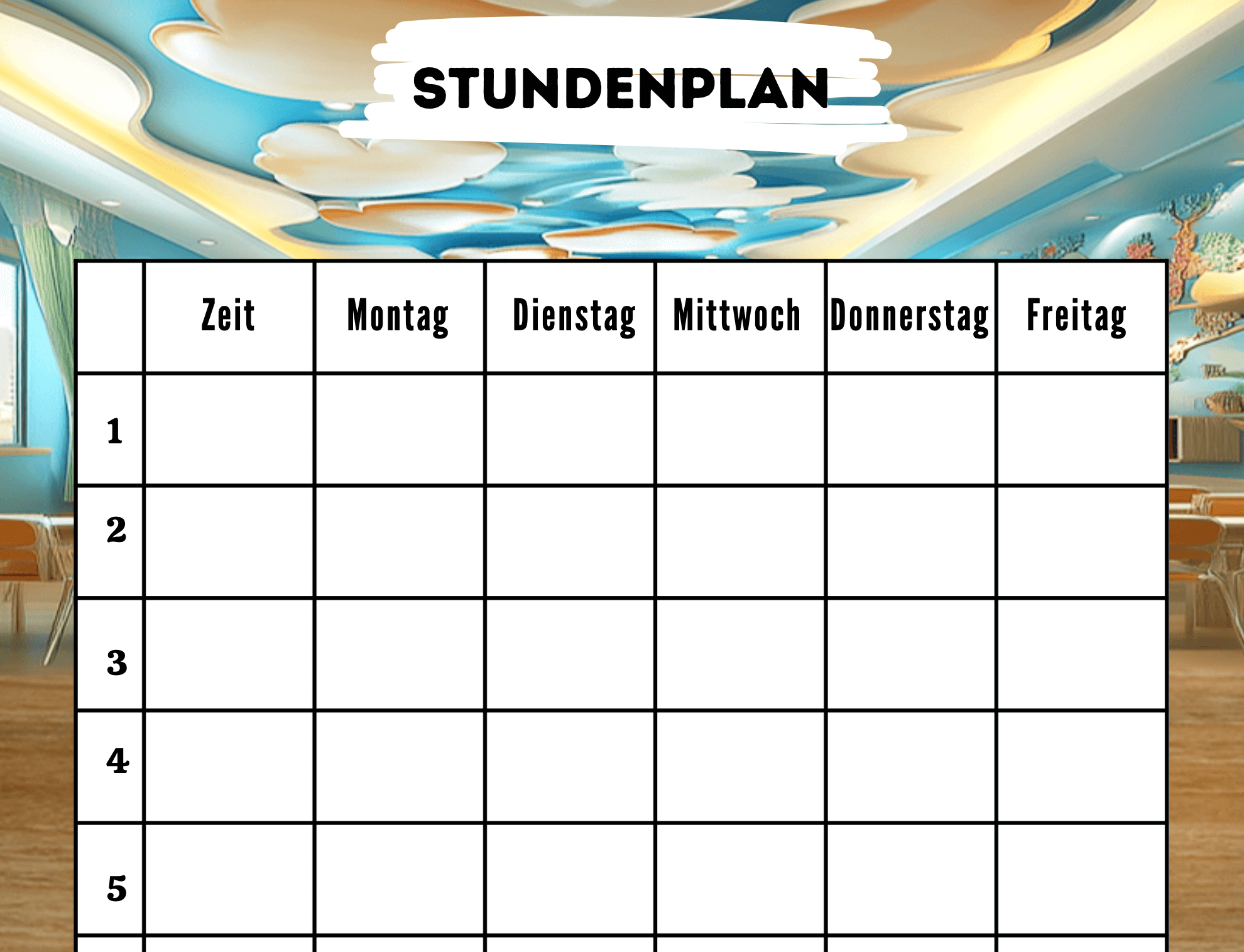 Vorlage Stundenplan - kostenlos herunterladen